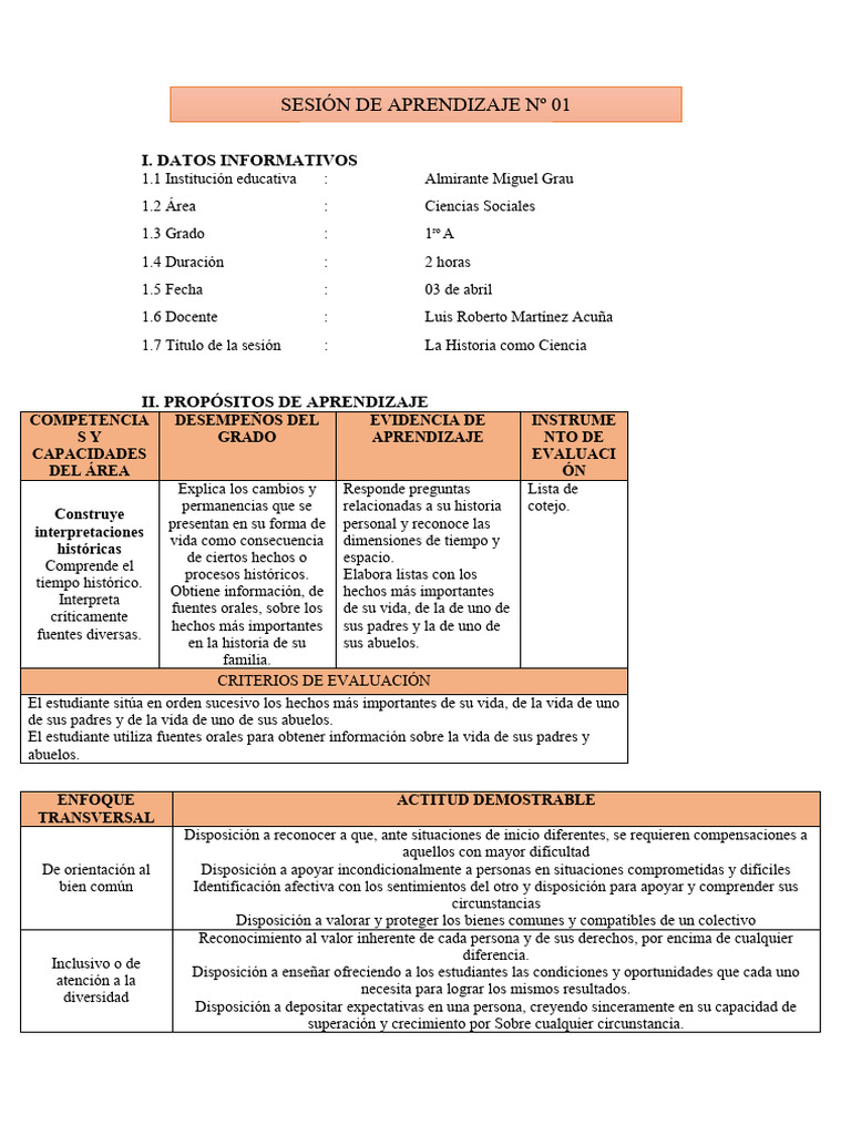 Sesión de Aprendizaje 1 | PDF | Aprendizaje | Modificación de comportamiento