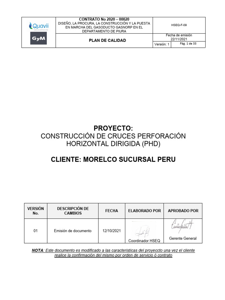 Plan de Calidad | PDF | Planificación | Calidad (comercial)