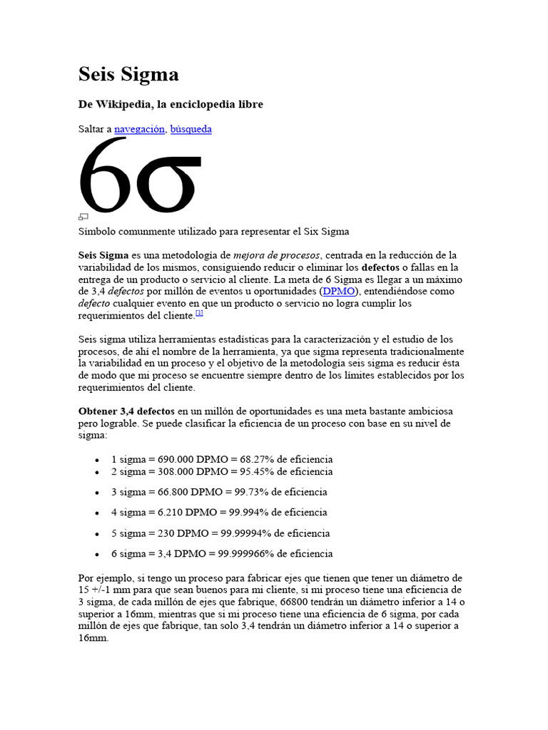 Seis Sigma | PDF | Six Sigma