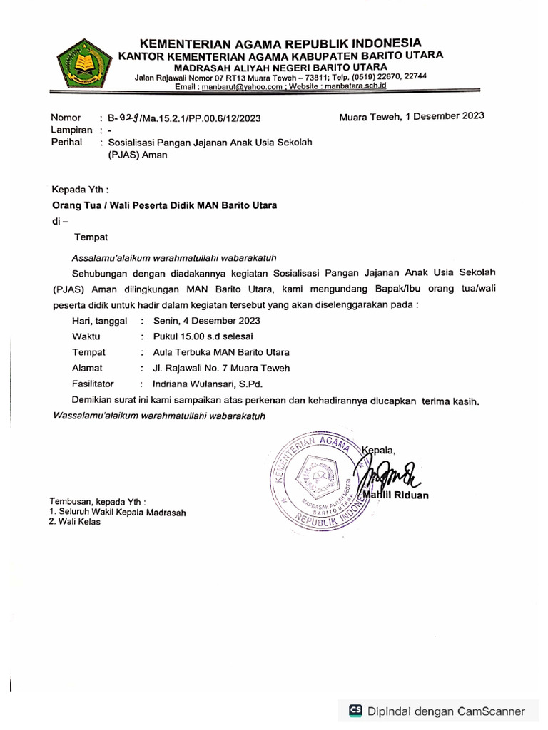 Undangan Sosialisasi PJAS | PDF