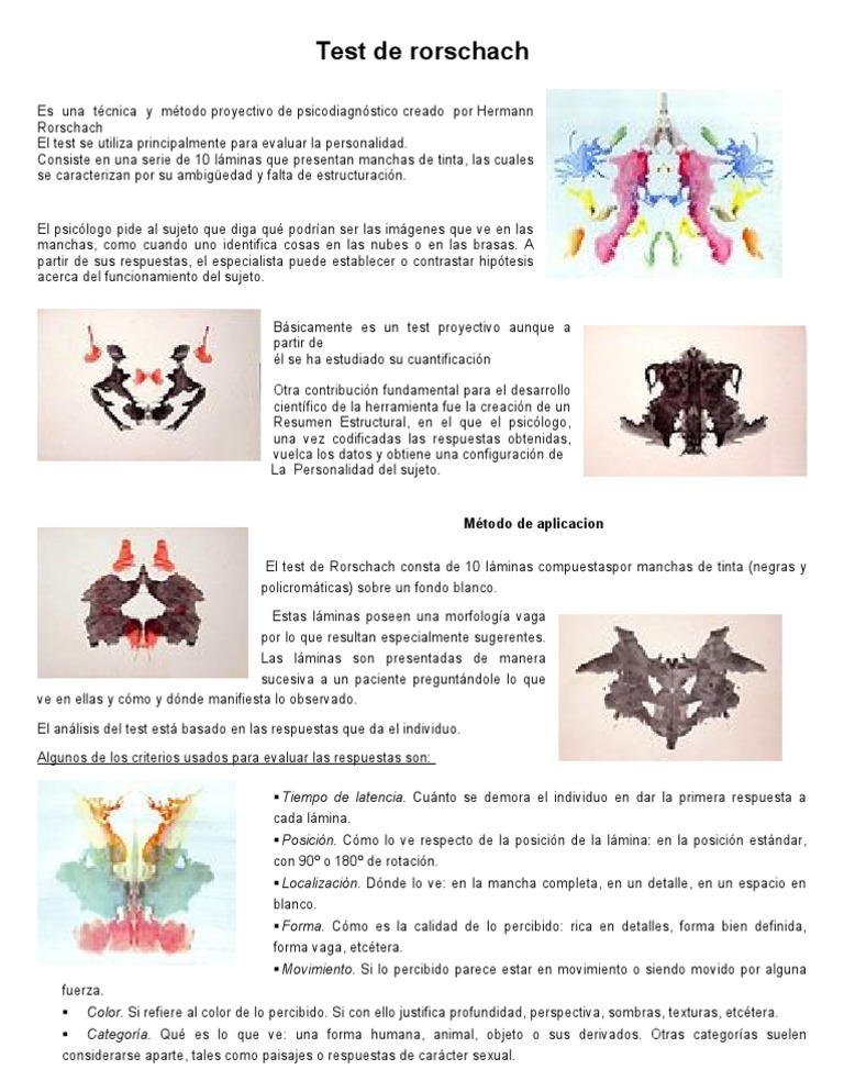 Test de Rorschach | PDF | Ciencias del comportamiento | Ciencia cognitiva