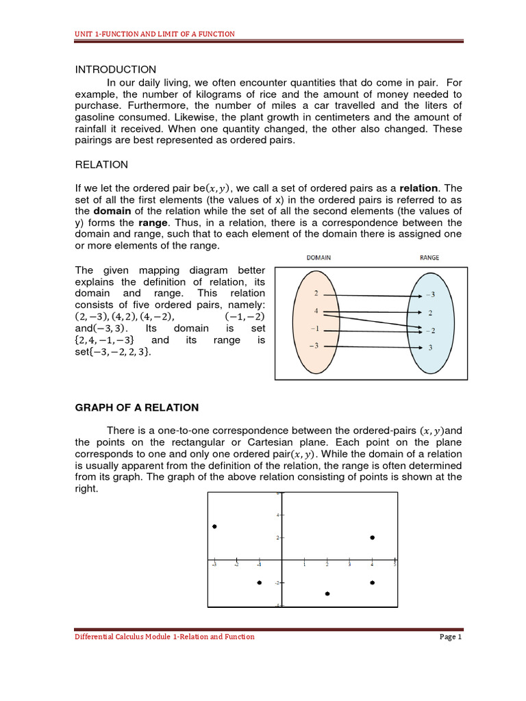 UNIT 1 MODULE 1 Final | PDF | Function (Mathematics) | Elementary Mathematics