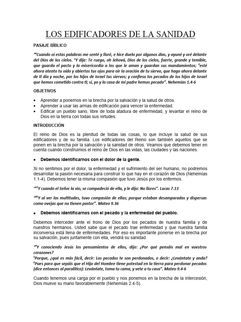Los Edificadores de La Sanidad | PDF | Oración | Jesús