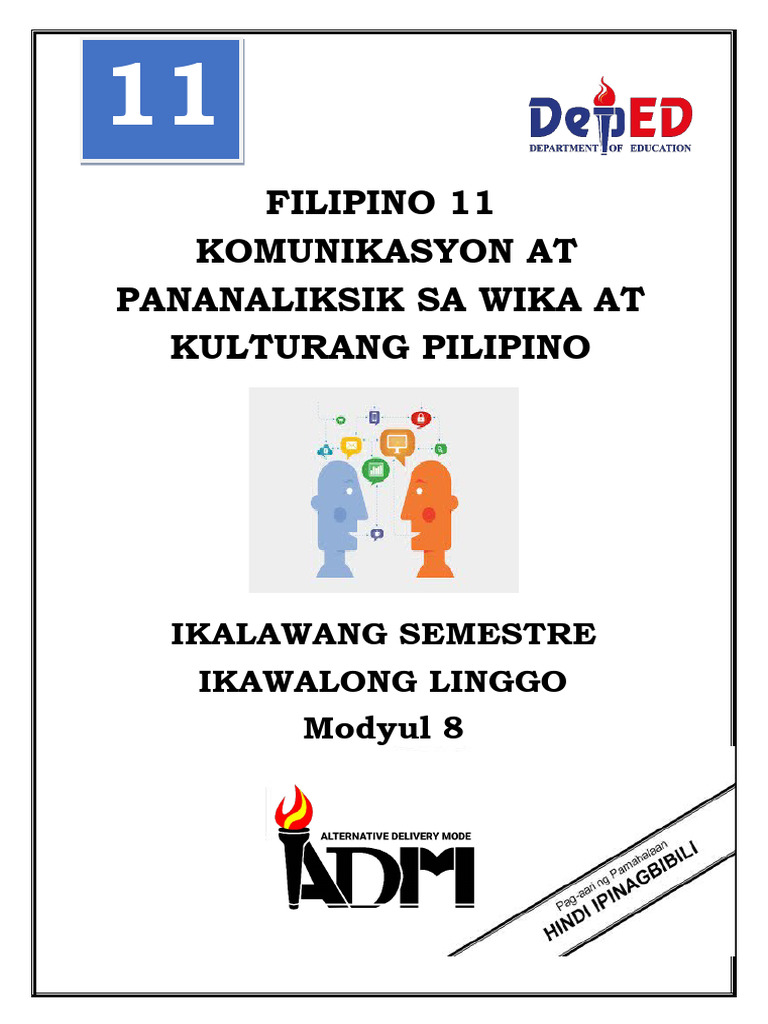 FILIPINO 11 - Q2 - Mod 8 - Komunikasyon at Pananaliksik Sa Wika at Kulturang Pilipino 3 | PDF