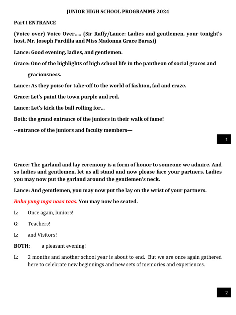 Junior Promenade Script | PDF