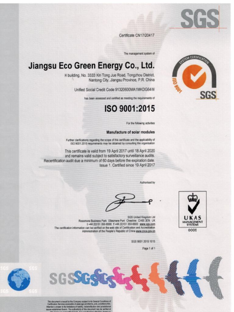 ISO9001 Certificate (English and Chinese) | PDF