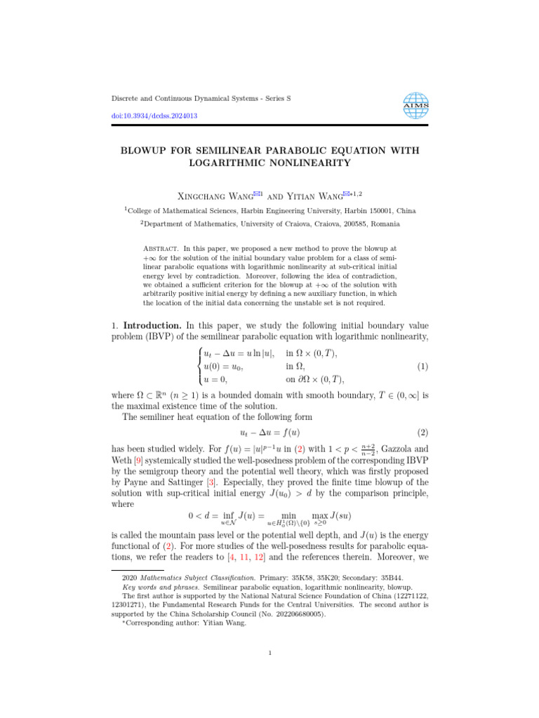 Logarithmic Nonlinearity | PDF | Nonlinear System | Equations
