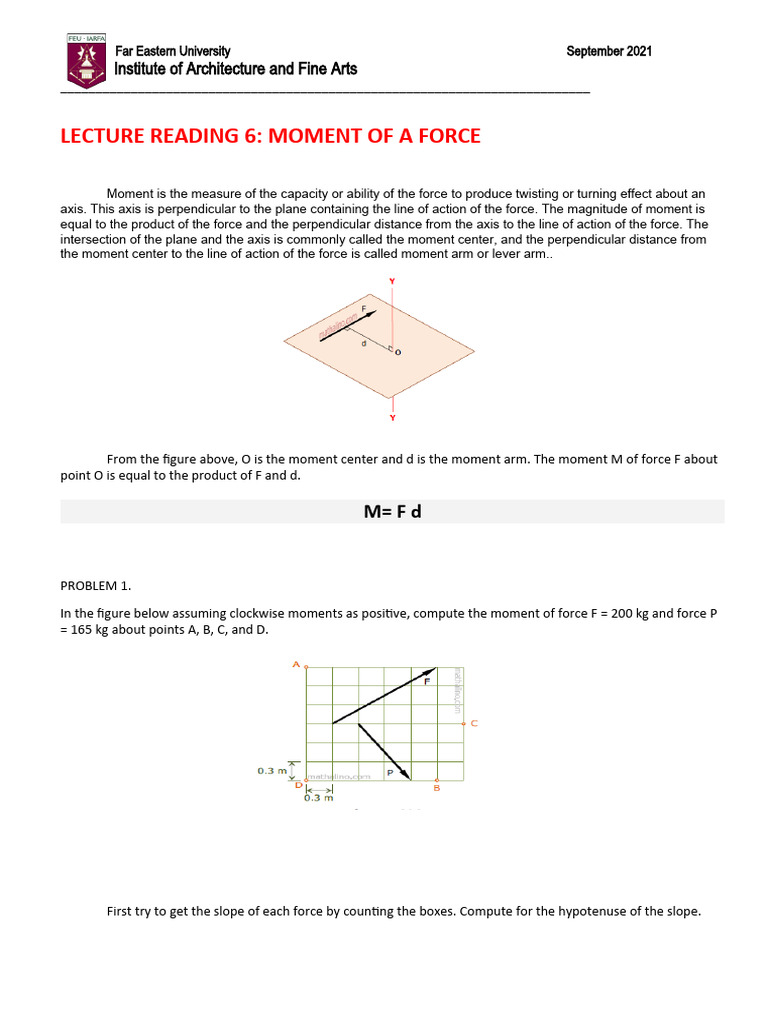 Lecture Reading 6 | PDF | Torque | Euclidean Geometry