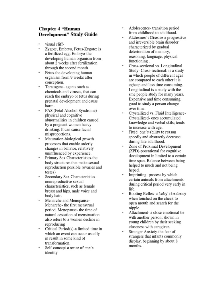 Human Development Study Guide | PDF | Psychological Concepts ...