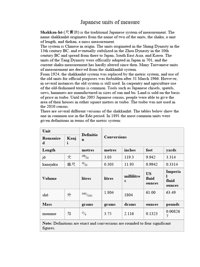 Japanese | PDF | Units Of Measurement