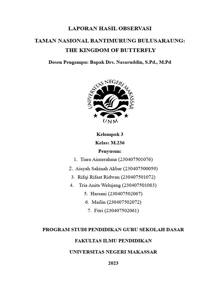 Laporan Hasil Observasi KLP 3 TN Babul | PDF