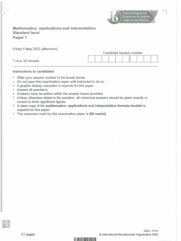 Math AI - SL - p1 | PDF