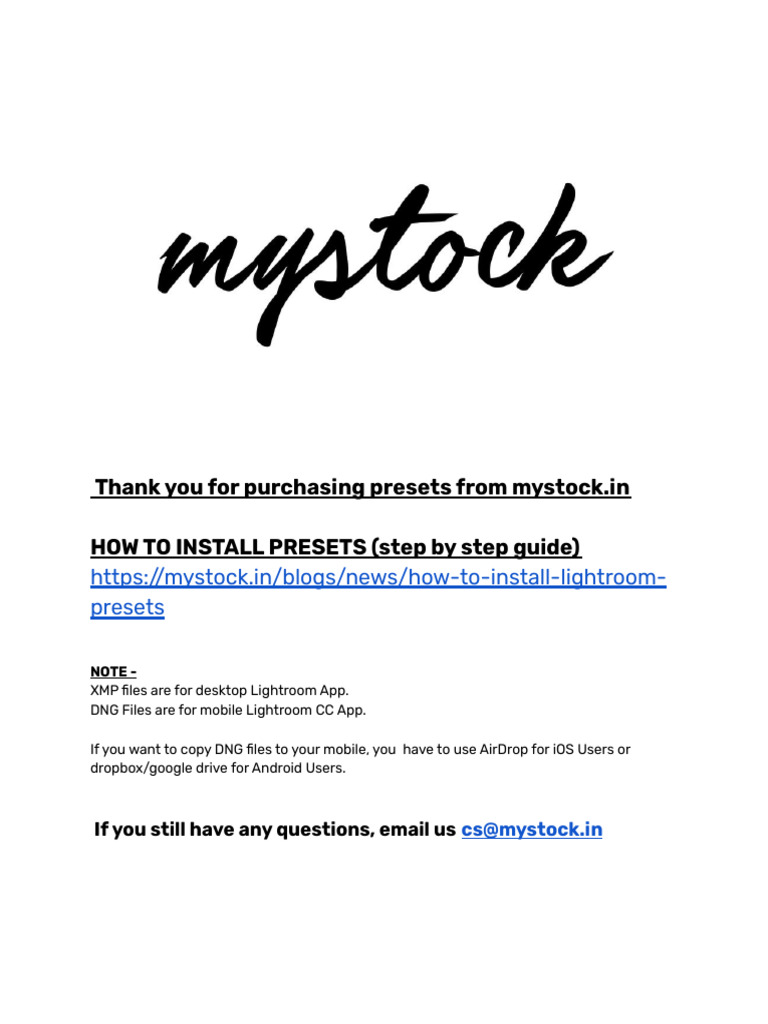 Install Lightroom Presets Guide | PDF | Computers