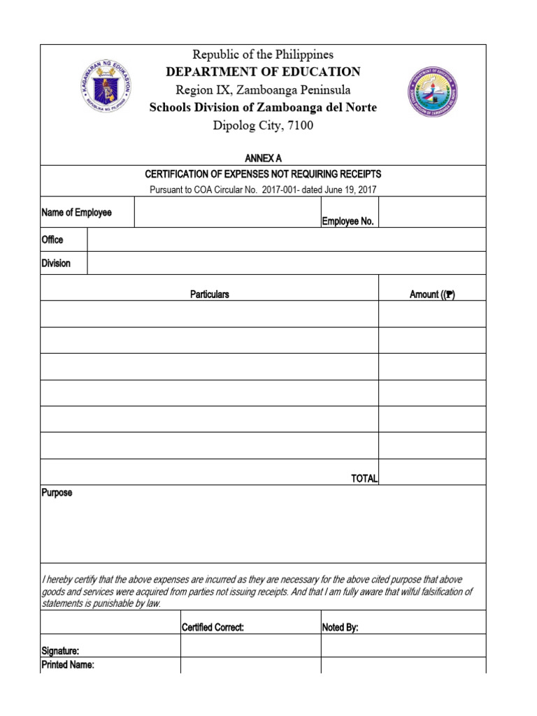 COA Form | PDF