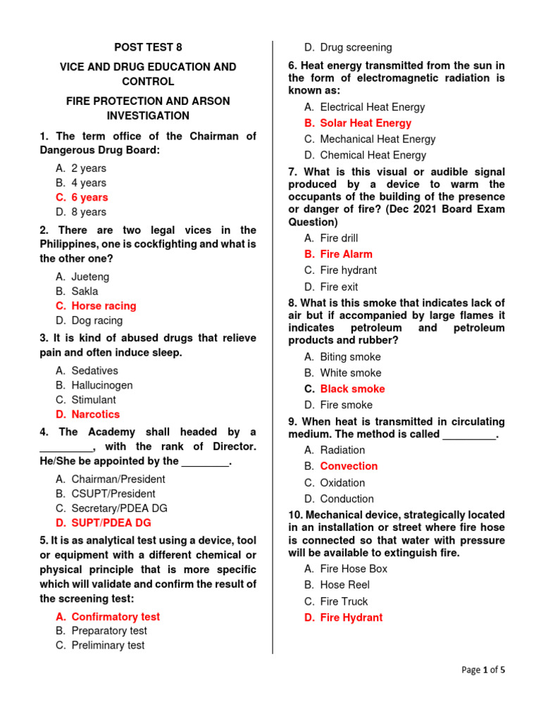PRN Coa 2 Post Test 8 Key | PDF | Fires | Arson