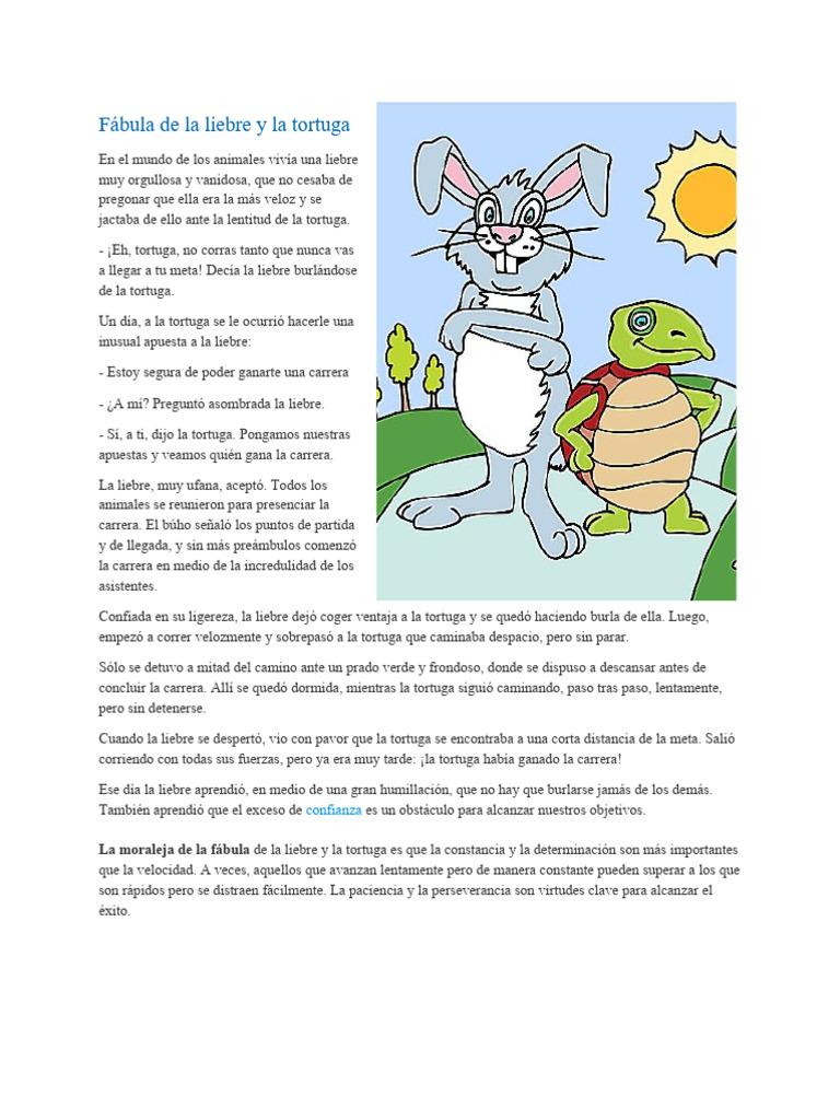 Fabula de La Liebre y La Tortuga | PDF