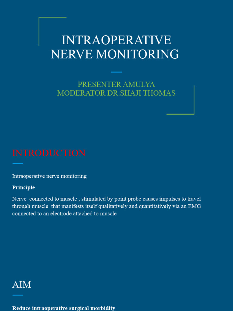 Intraoperative Nerve Monitoring | PDF | Electromyography | Vagus Nerve