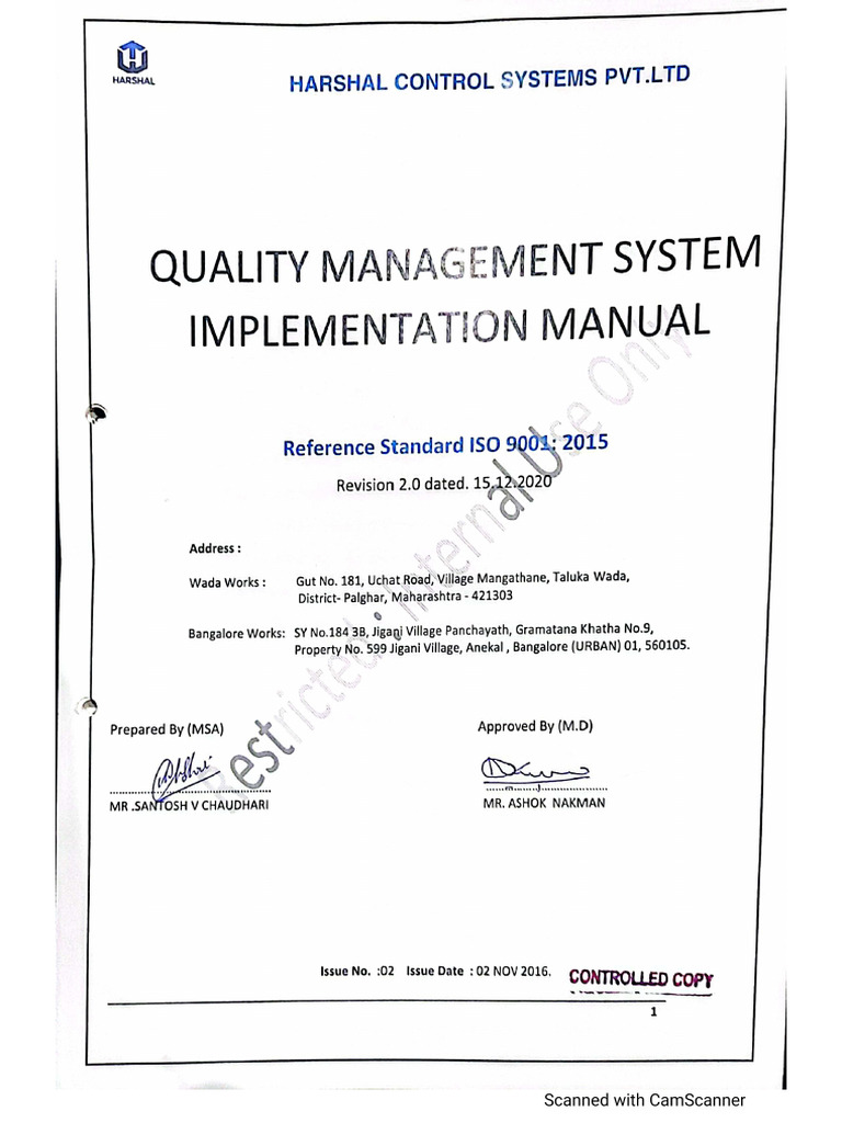 Quality Manual Rev 2.0 PDF | PDF
