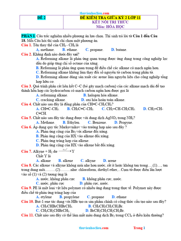 De Thi Giua HK2 Hoa 11 KNTT Cau Truc Moi de 2 Hay | PDF