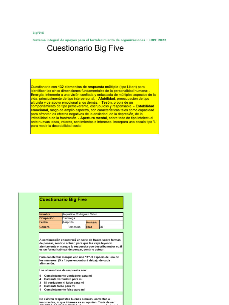 2 4Cuestionario-BigFive | PDF | Las emociones | Sicología