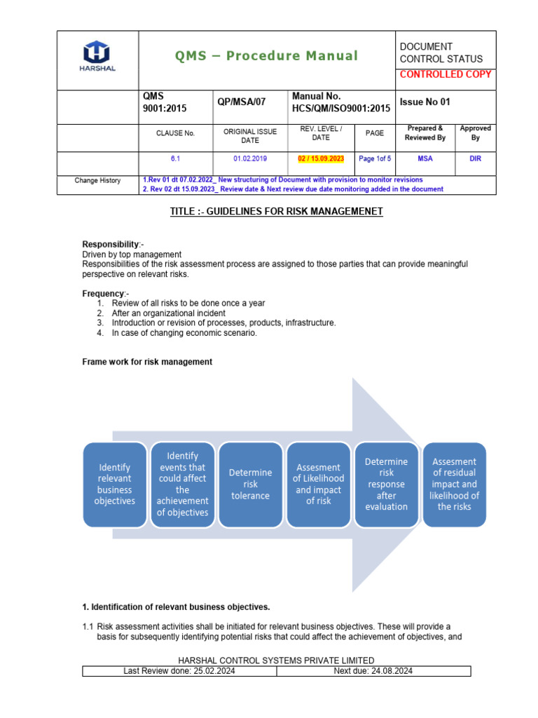 Guidelines For Risk Management | PDF | Risk | Risk Assessment