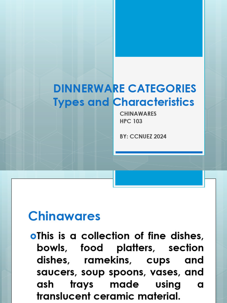 Dinnerware Categories Types and Characteristics | Download Free PDF ...