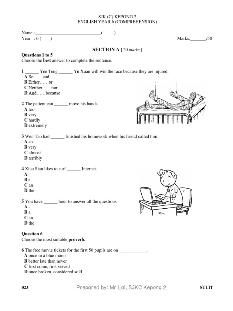 YEAR 6 COMPREHENSION (2018) | PDF