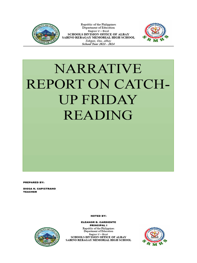 Cath Up Friday Narrative Report DIOSA | PDF | Learning | Teachers