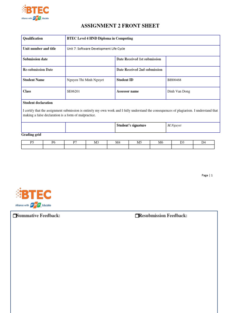 Asm2 1st SDLC Bh00468 Nguyetntm | PDF | Client–Server Model | Server (Computing)