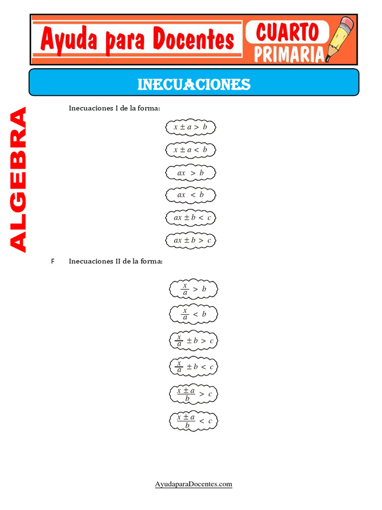 Ejercicios de Inecuaciones para Cuarto de Primaria | PDF