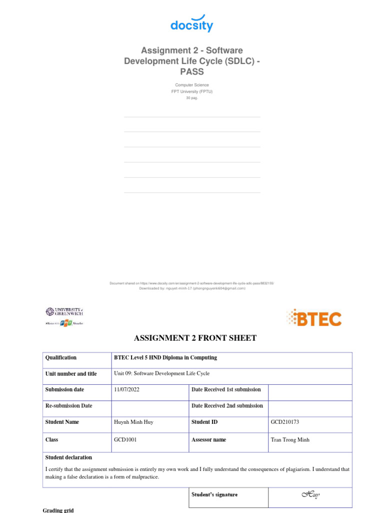 Docsity Assignment 2 Software Development Life Cycle Sdlc Pass | PDF ...