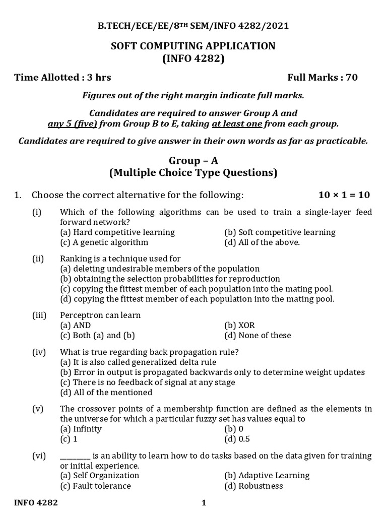 Soft Computing Application (Info 4282) | PDF | Fuzzy Logic | Applied Mathematics