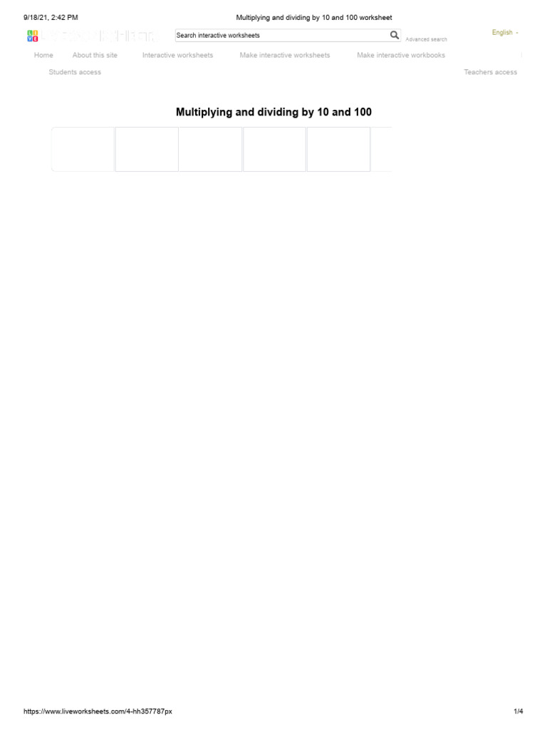 Multiplying and Dividing by 10 and 100 | PDF