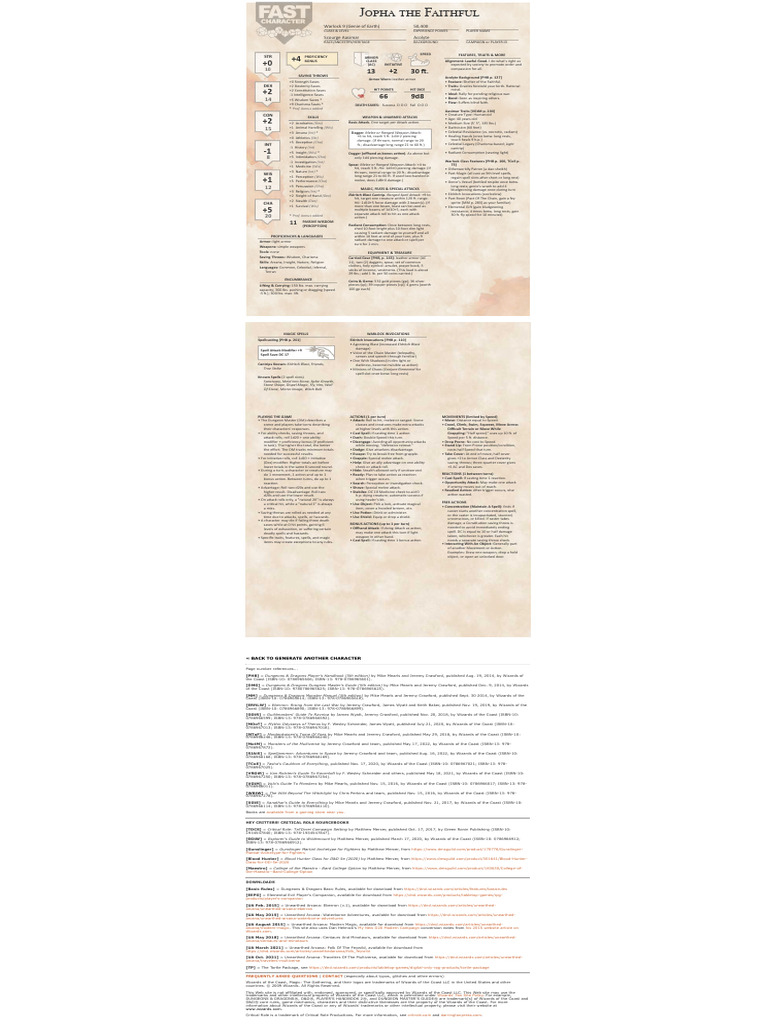 Warlock 9 Genie Earth Character Sheet | PDF | Wizards Of The Coast ...