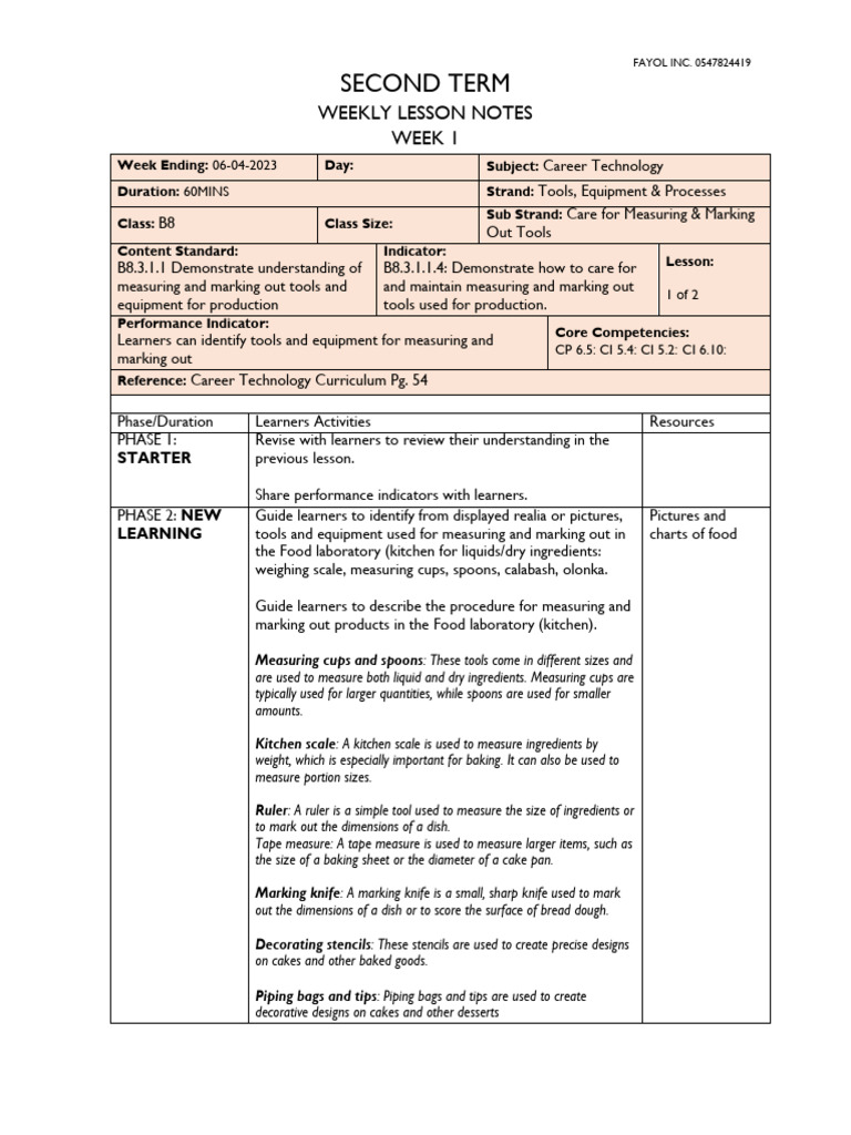 Career Technology H.E b8 Term 2 All Weeks | PDF | Sewing | Scissors