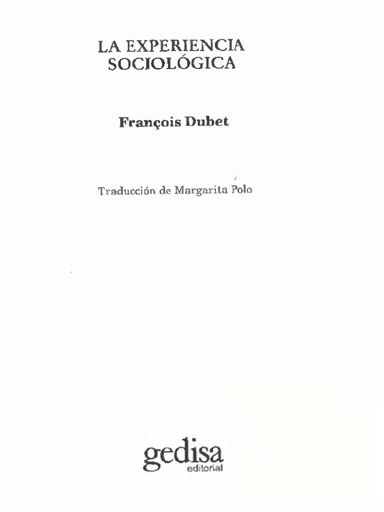 Dubet Francois - La Experiencia Sociologica | PDF | Observación ...