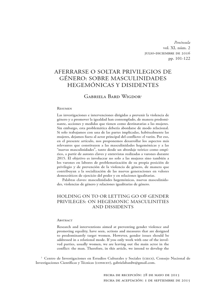 Aferrarse o Soltar Privilegios de Género - Sobre Masculinidades ...