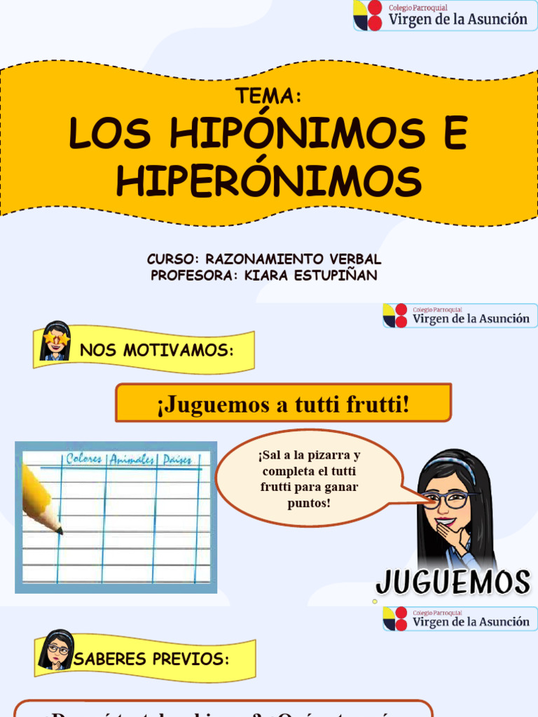 Clase Los Hipónimos e Hiperónimos | PDF