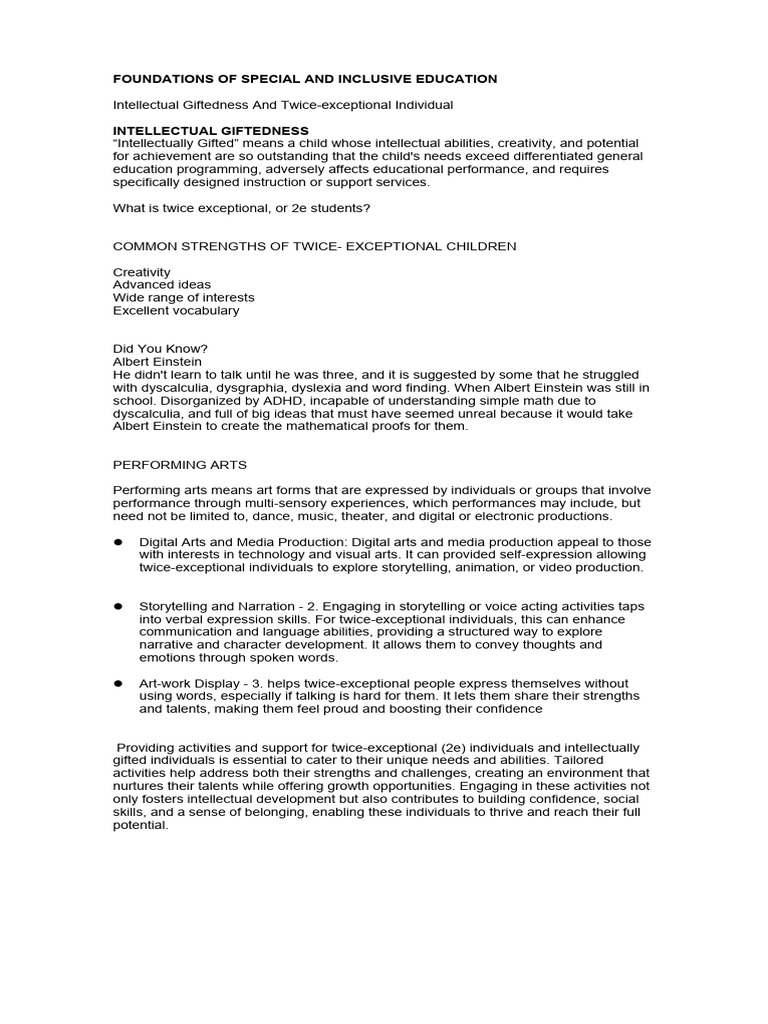 Intellectual Giftedness and Twice-Exceptional Individual | PDF ...