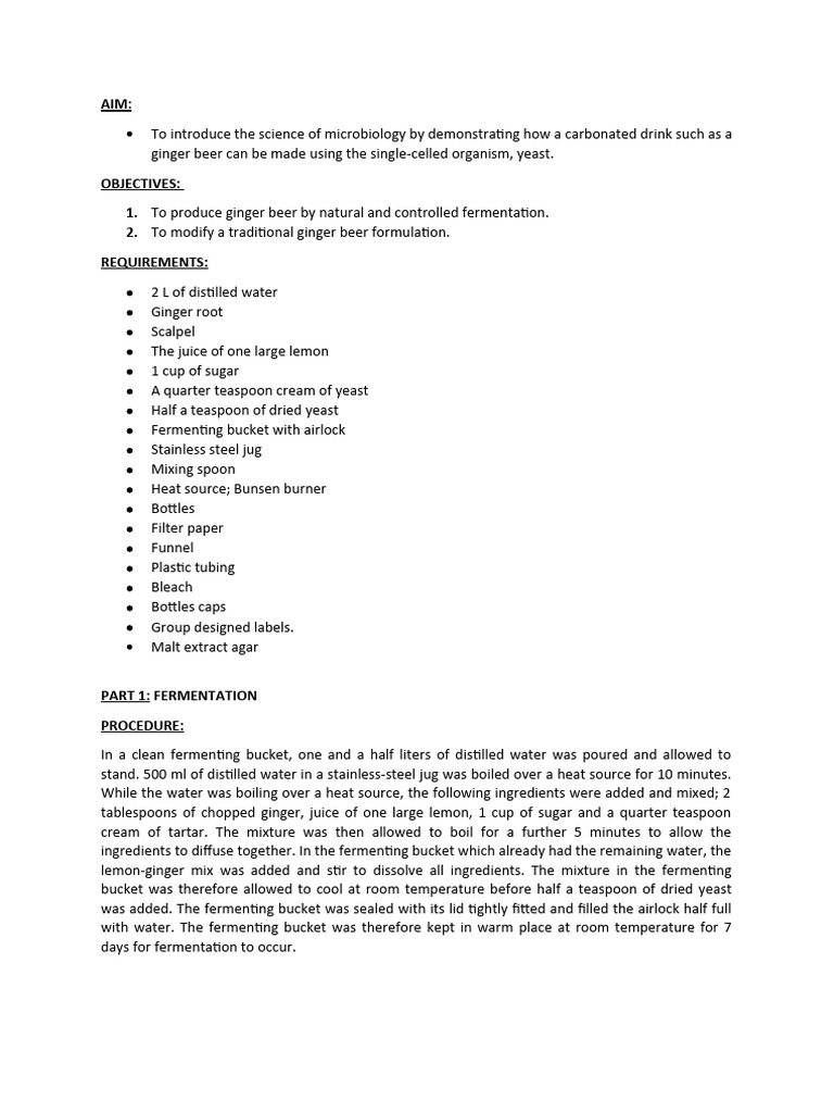 Fermentation Practical 2 | Download Free PDF | Beer | Teaspoon