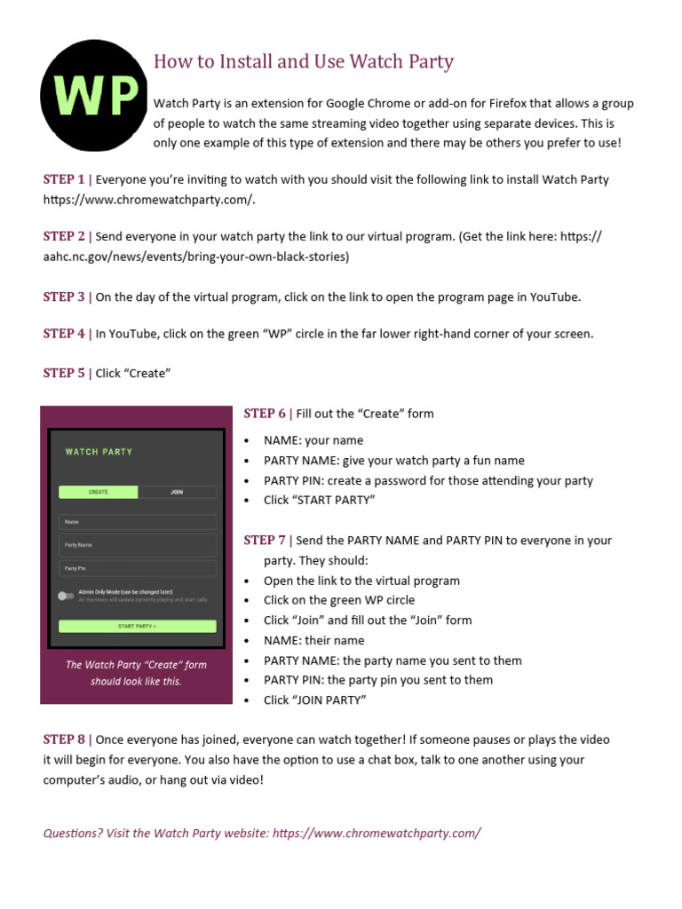 Install & Use Watch Party Guide | PDF | Games & Activities