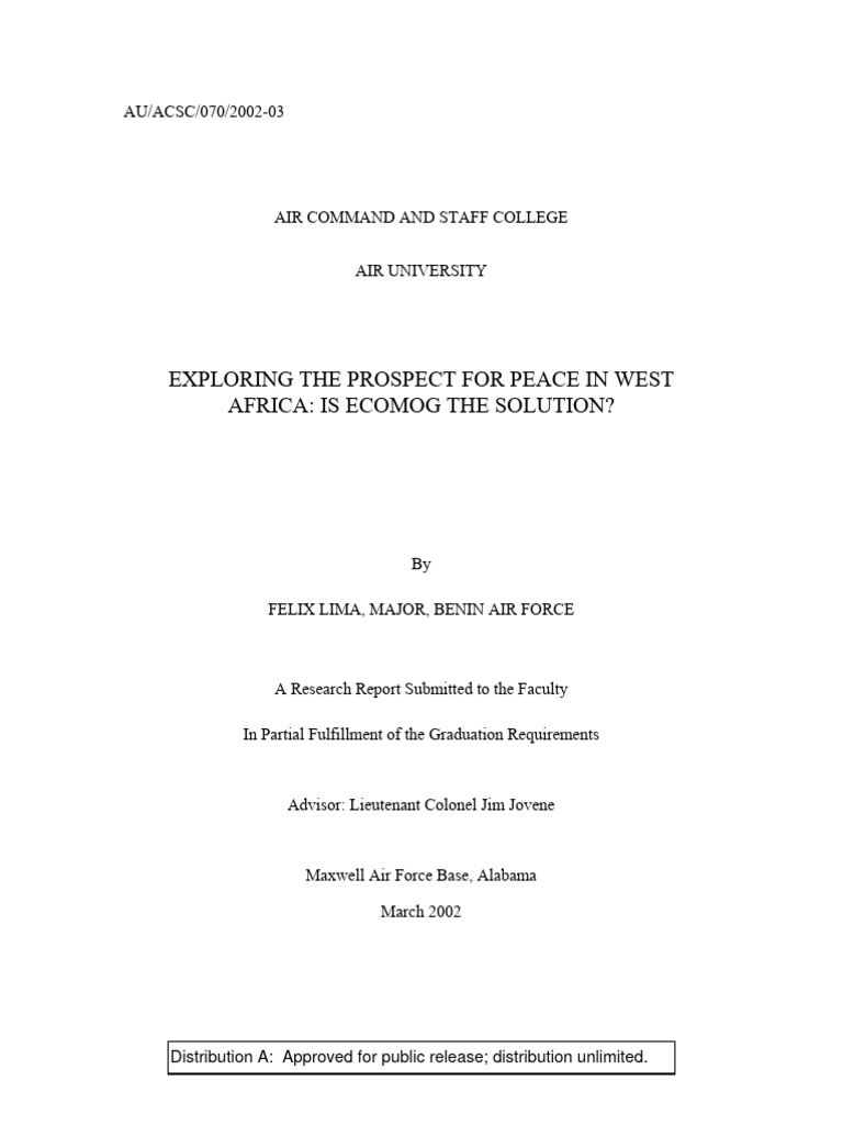 Exploring For Peace in West Africa Is Ecomog The Solutions | PDF ...