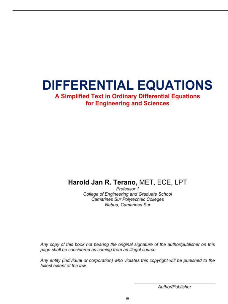 Differential Equations | PDF | Equations | Differential Equations