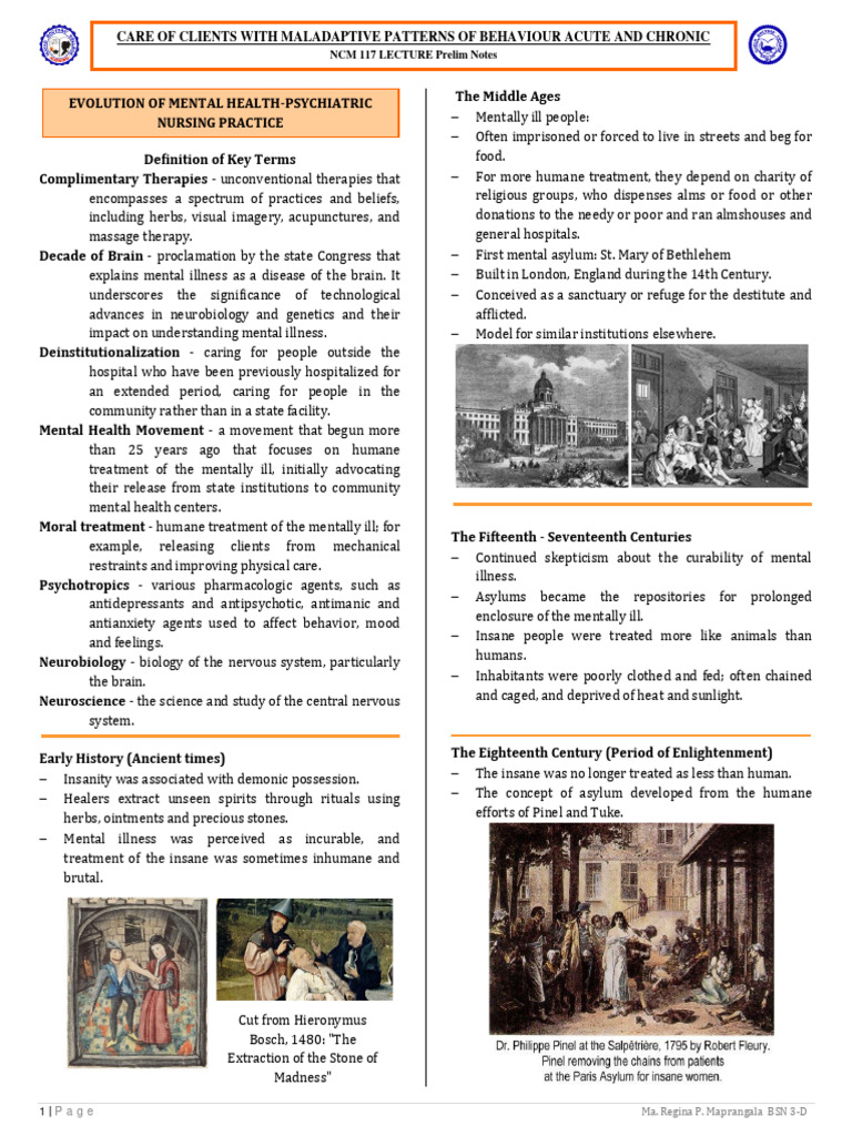 NCM 117 Lecture - Prelim Notes | PDF | Diagnostic And Statistical ...
