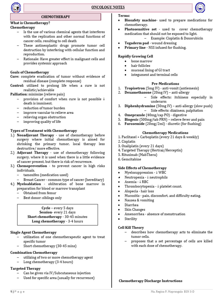 RLE - Oncology Notes | PDF | Chemotherapy | Causes Of Death