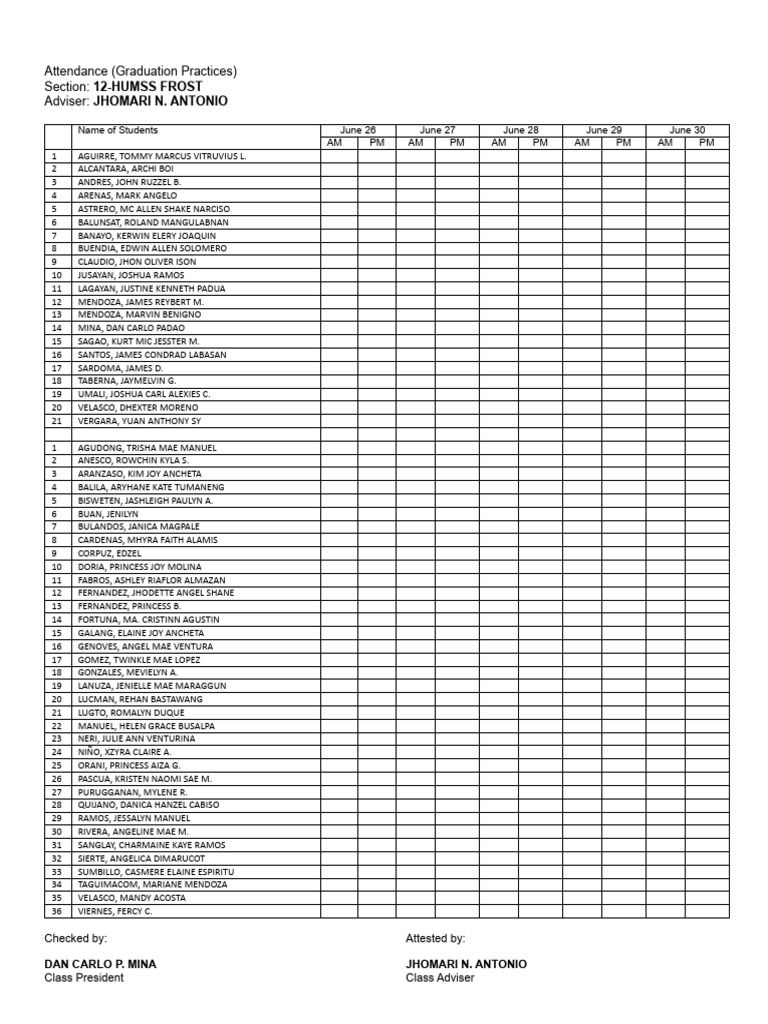Attendance Graduation Practices | PDF