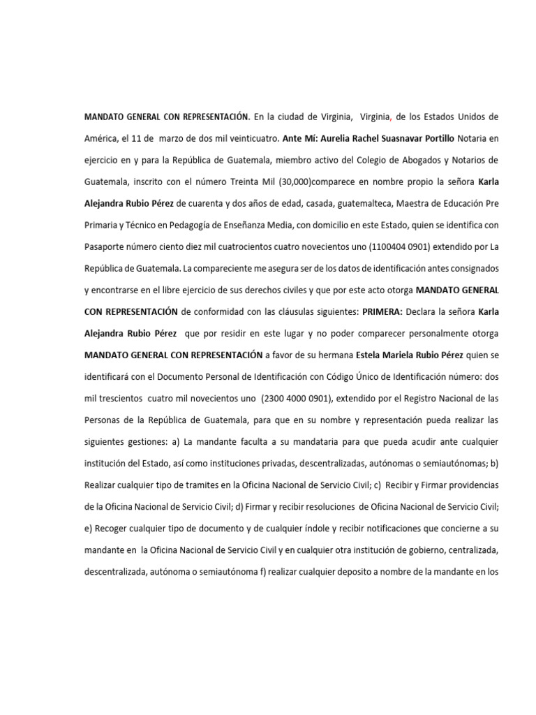 Mandato General con Representación | PDF | Guatemala