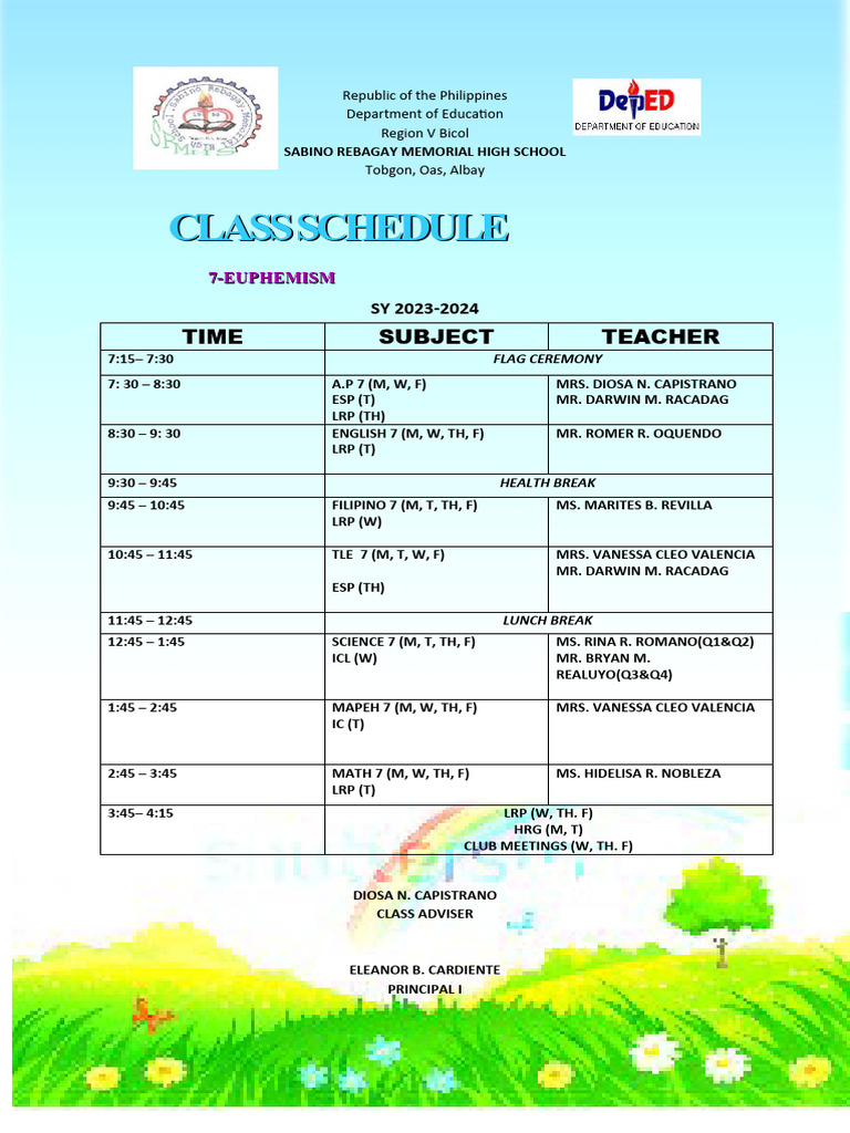 Class Schedule 2022 | PDF