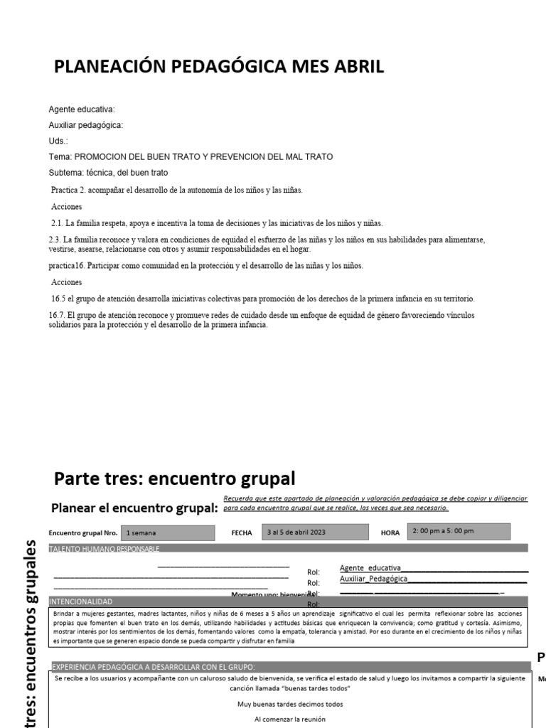 PLANEACION Del Mes de Abril | PDF