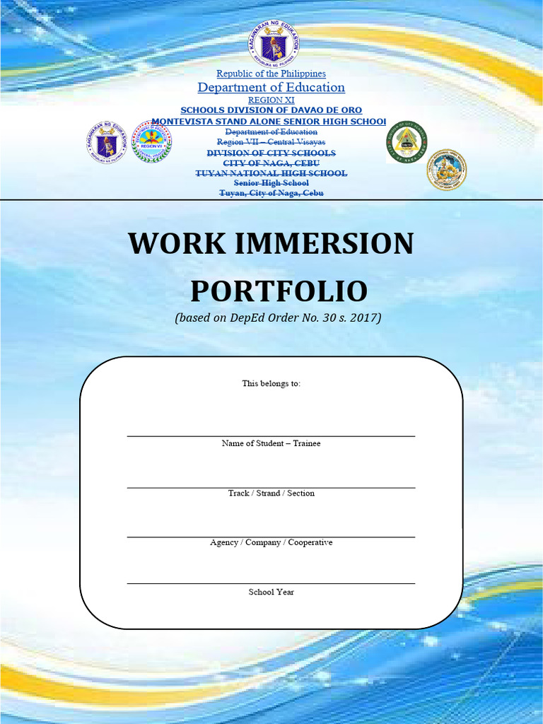 Work Immersion Portfolio | PDF | Curriculum
